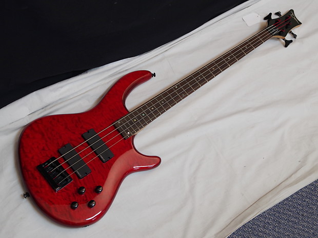 DEAN Edge Q4 Quilt Maple 4-string BASS guitar Trans Red - | Reverb