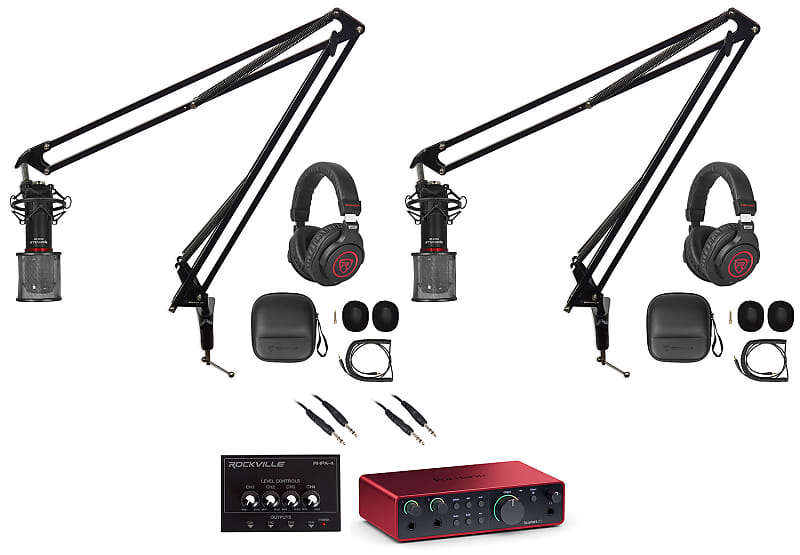 2-Person Podcast Podcasting Recording Kit w/Scarlett 2i2 4 | Reverb