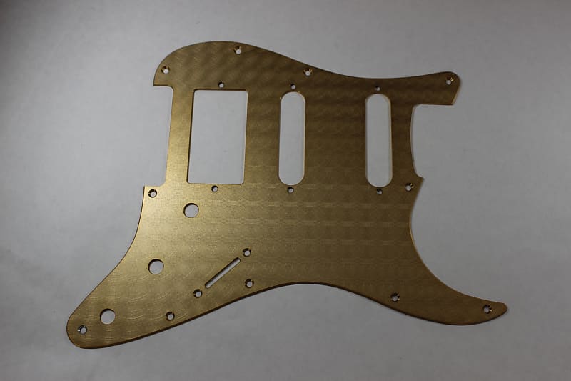 Engine Turned Gold Anodized Aluminum HSS Strat Pickguard- | Reverb UK