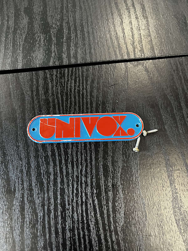 Univox Logo plate red and blue w mounting screws 1960s 1970s | Reverb