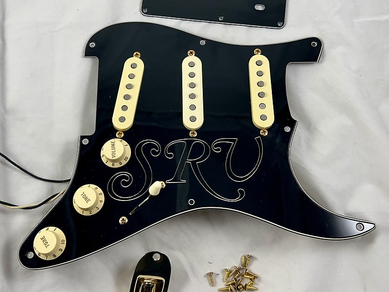 Fender Stevie Ray Vaughan SRV Strat LOADED PICKGUARD - Black | Reverb