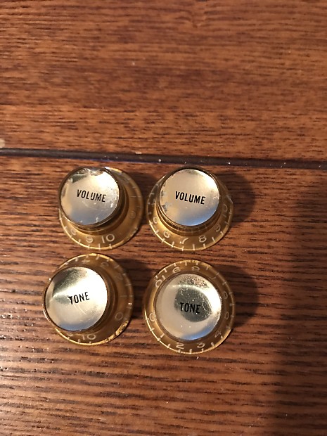 Gibson Top Hat Knobs with Metal Domes 1973 Gold | Reverb