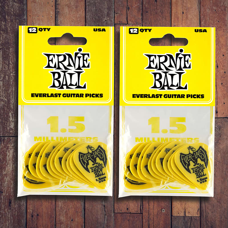 Ernie Ball Everlast Guitar Bass Picks 1.5mm (24 picks) | Reverb