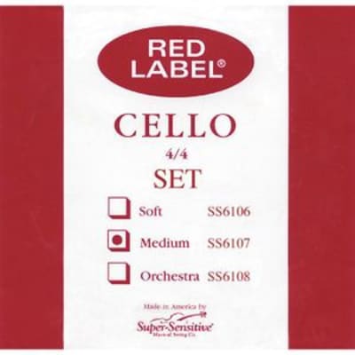 Super-Sensitive 6105 Red Label Cello String Set - 3/4 Size | Reverb