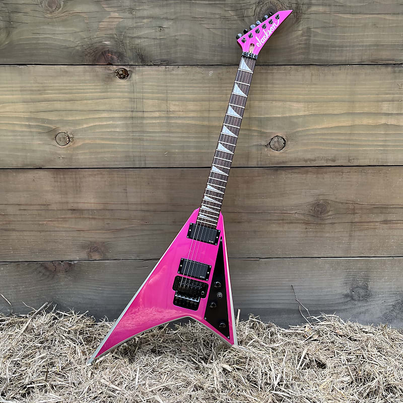 Jackson Randy Rhodes Flying V 2008 Pink with white piping | Reverb