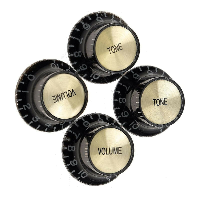 Gibson PRMK-020 Top Hat Knobs With Metal Insert Black/Gold | Reverb