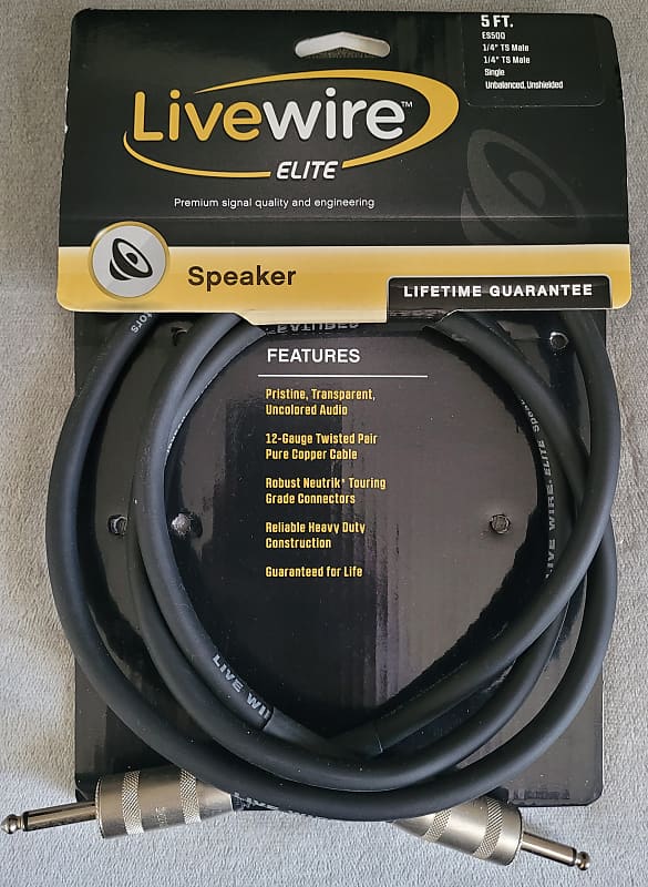 OPEN BOX Live Wire 12g Speaker Cable 1/4" to 1/4" 5 Ft Black | Reverb