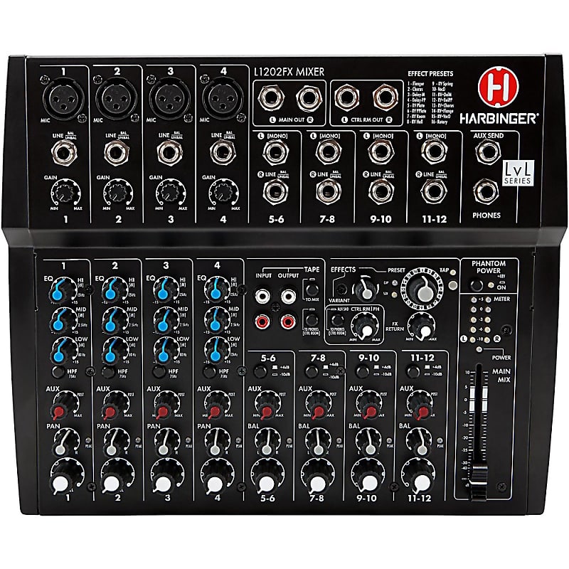 Harbinger L1202FX 12-Channel Mixer with Effects Regular | Reverb