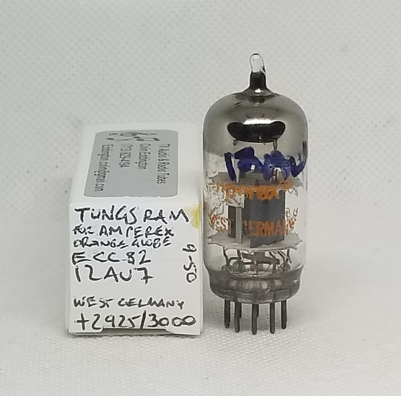 Tungsram Made For Amperex Orange Globe 12AU7 Gray Plate Well | Reverb
