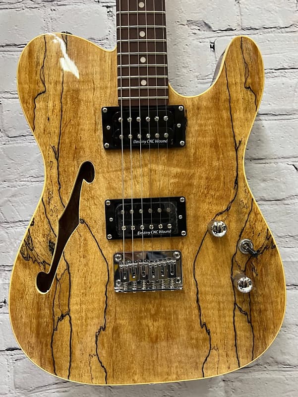 IYV Thinline Semi-Hollow Spalted Maple Top Tele HH Style | Reverb