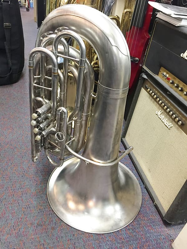 King USA 2341 BBb 4 Valve Tuba Made c.1999-Satin Silver-Great | Reverb