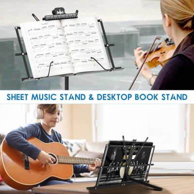 Music Stand, 2 In 1 Dual-Use Folding Sheet Music Stand & | Reverb