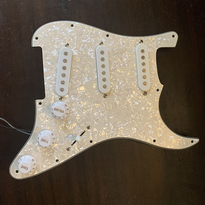 Squier Pearloid Loaded Pickguard Pickups Complete White/Pearl | Reverb