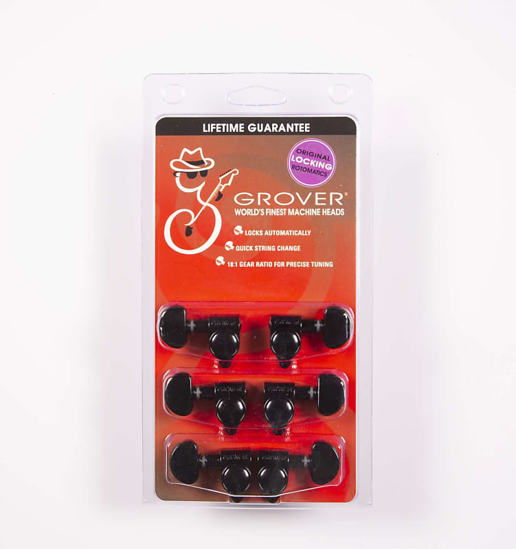 Grover 106BC Rotomatic Locking Tuners 3 +3 Black Chrome | Reverb