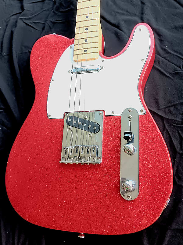 Sparkle red tele flame maple neck | Reverb