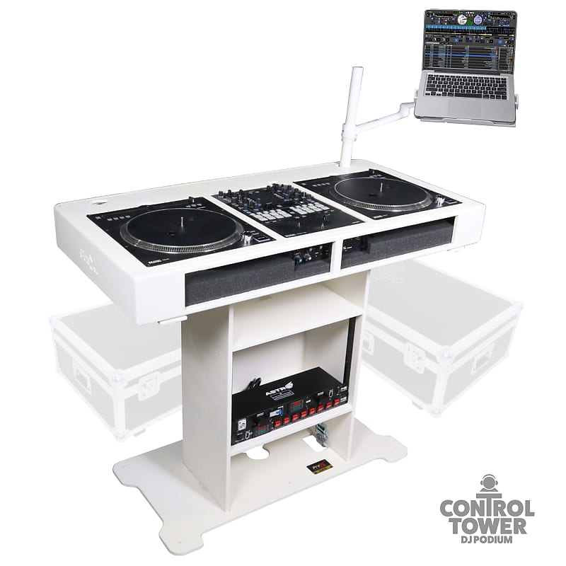 ProX XZF-DJXLCT W CASE DJ Control Tower in White, w/ 2 Flight | Reverb