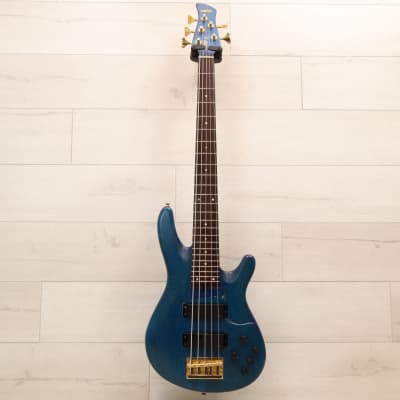 Yamaha TRB-5 - Trans Blue Matte Active 5 String Bass Gold | Reverb