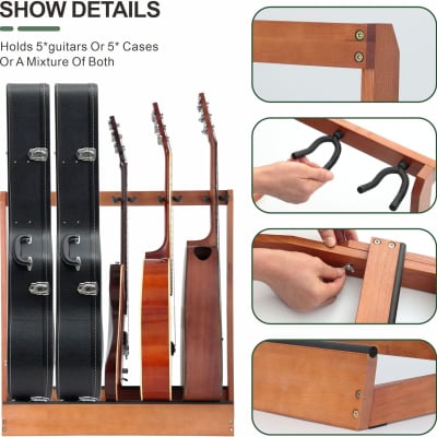 Multiple Guitar Stand 5 Holders Wooden Guitar Stands Floor | Reverb
