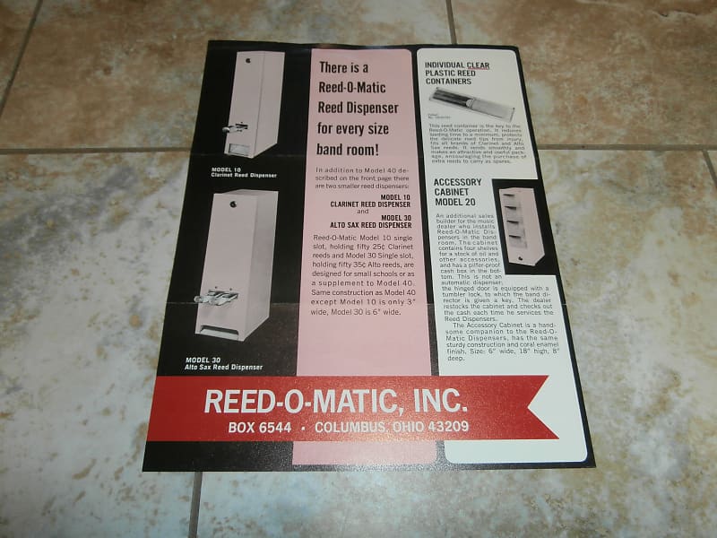 Vintage 1960's Reed-O-Matic Reed Dispenser Flyer! Original | Reverb