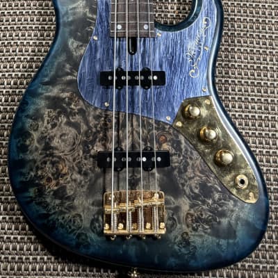 Momose Deep Ocean Blue Burst Bass Guitar 30th Anniversary | Reverb