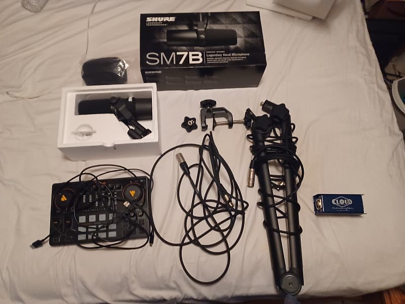 Shure SM7B with Cloudlifter, Mixer, Gator Arm, and XLR Cables | Reverb