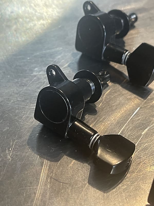 In-Line Tuners Black with mounting screws Strat | Reverb