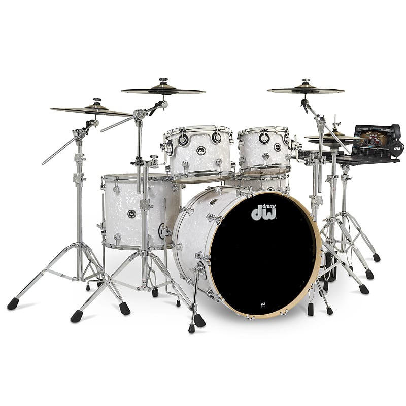 DWe 5-Piece White Marine Pearl Drum Set Bundle - Demo Model | Reverb