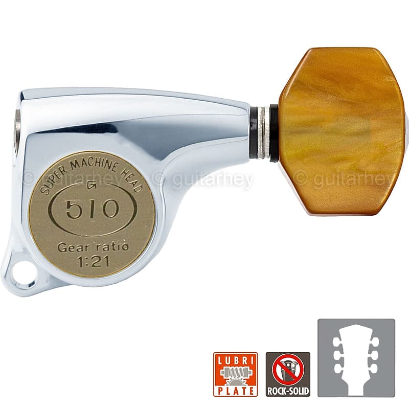 NEW Gotoh SGL510Z-P8 Set Tuners Small AMBER Button 1:21 | Reverb UK