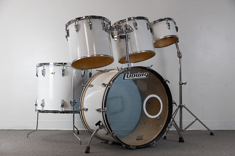 1980s Ludwig White Cortex "Concert Tom" Drum Set | Reverb