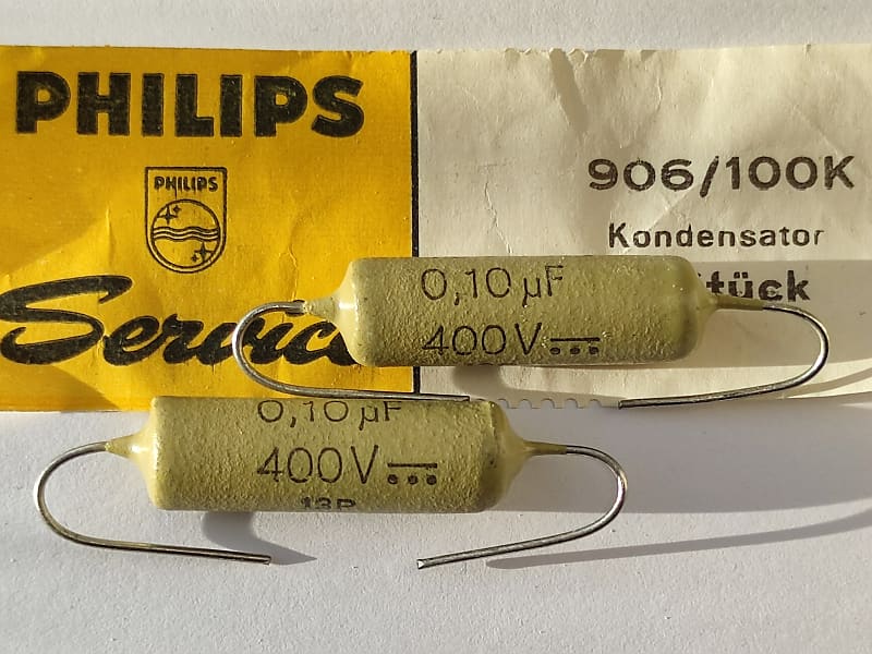 4x NOS 0.1uF/400V/10% PHILIPS Mullard Mustard capacitors for | Reverb
