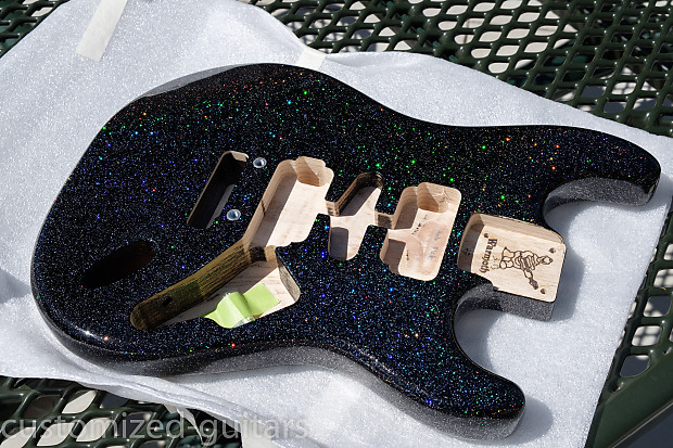 Warmoth Black Holo flake/sparkle body for Fender Custom Shop | Reverb