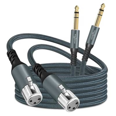Short XLR Female to 1/4 TRS Cable 1FT 2 Pack, Braided 6.35mm | Reverb