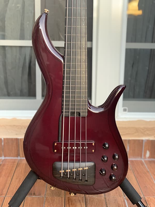 F bass AC5 fretless burgundy wine | Reverb