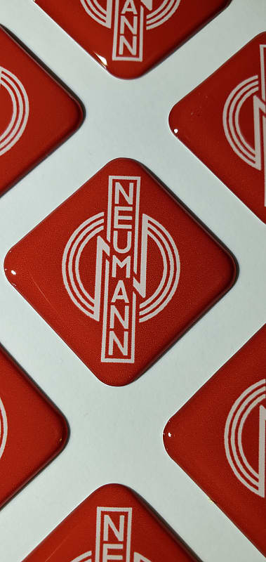 Custom Neumann Logo Dome Epoxy Badge Sticker- Red & White | Reverb