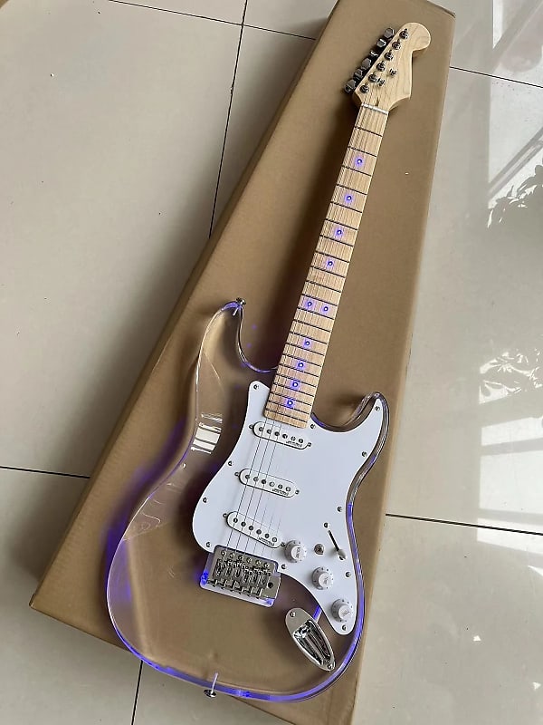 Custom Strat Style Guitar with Lights, Acrylic Body and | Reverb UK