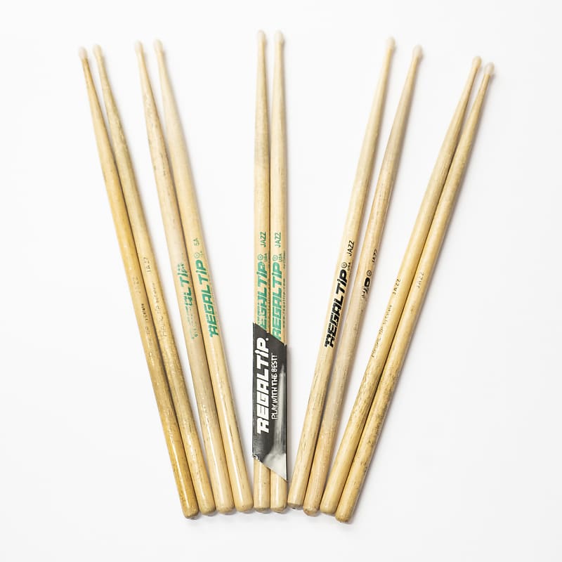 Used Regal Tip Jazz & 5A Nylon Tip Drum Sticks (5 Pair) | Reverb