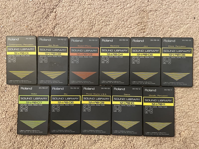 Roland R8 ROM Cards - Complete Set of 11 cards 1980s Black | Reverb