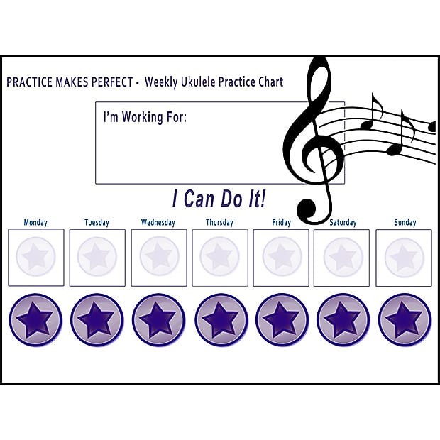 Ukulele Music Practice Chart Blue | Reverb