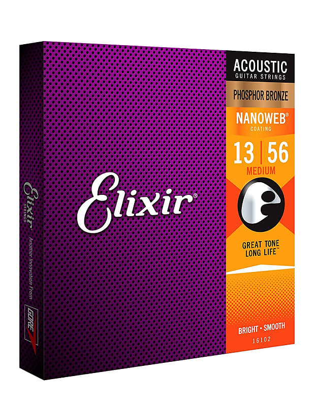Elixir 16102 Medium Phosphor Bronze with NANOWEB Acoustic | Reverb UK