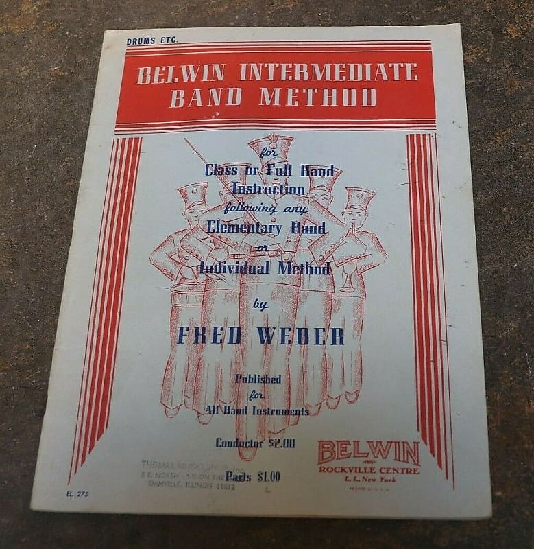 "Belwin Intermediate Band Method" Drum Music Book by Fred | Reverb