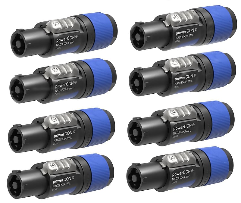 8 NEUTRIK NAC3FXXA-W-L 20A POWERCON (BLUE) Power In Locking | Reverb