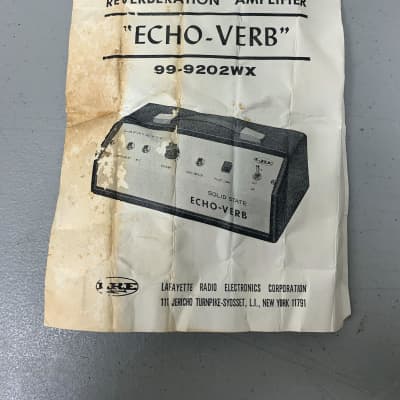 LRE Echo-Verb Effect Unit Manual/Schematic Lafayette 1960's | Reverb