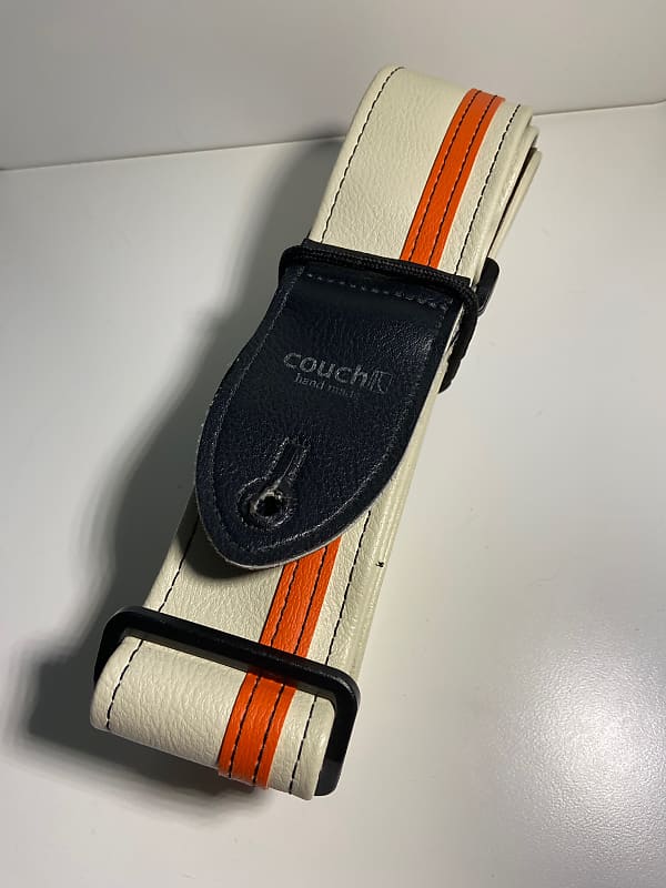 Couch Racer X Guitar Strap - White With Orange Racer X Stripe | Reverb