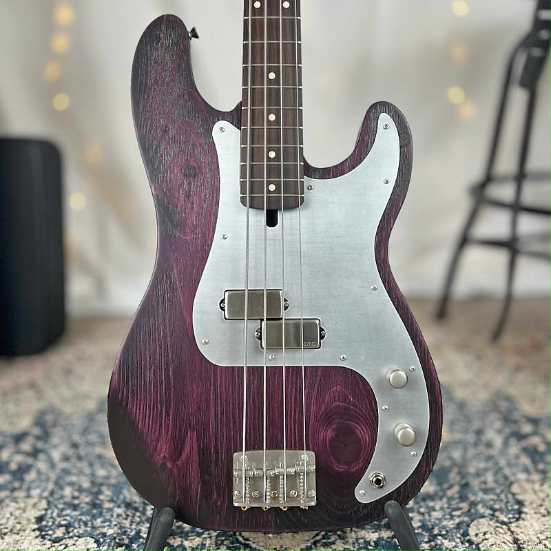 Offbeat Guitars Pamela 34" Scale Bass in Wild Violet with EMG | Reverb
