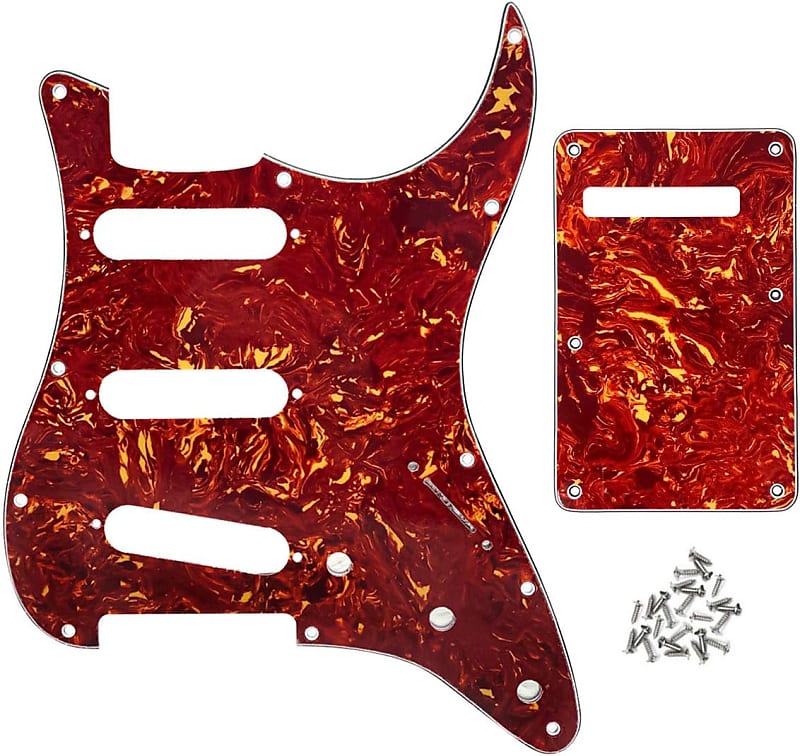 4Ply Red Tortoise Shell Strat Pickguard Backplate Set for 3 | Reverb