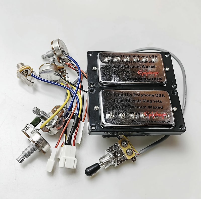 Epiphone Guitar Humbucker Pickups Set with Wiring Harness Kit | Reverb