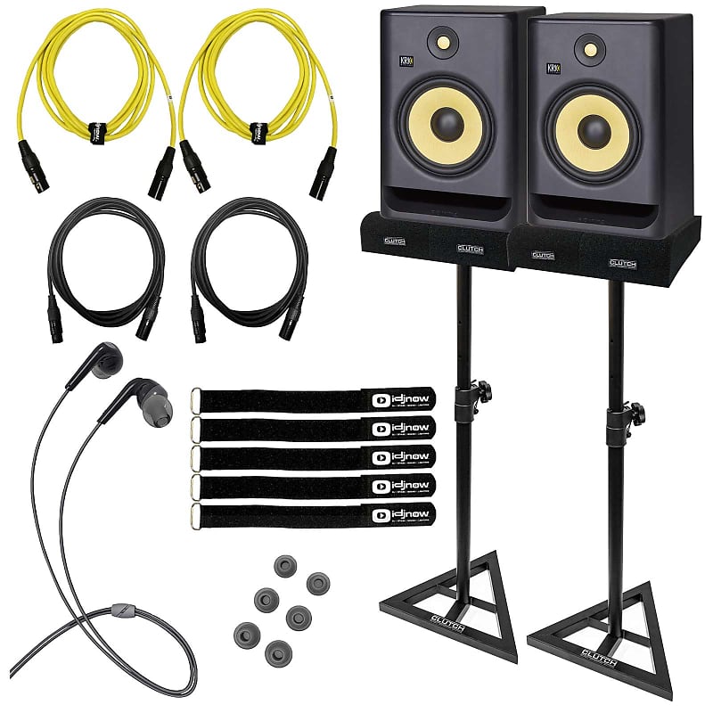 (2) KRK Rokit G4 8" Monitors with Mee Earphones & Yellow | Reverb