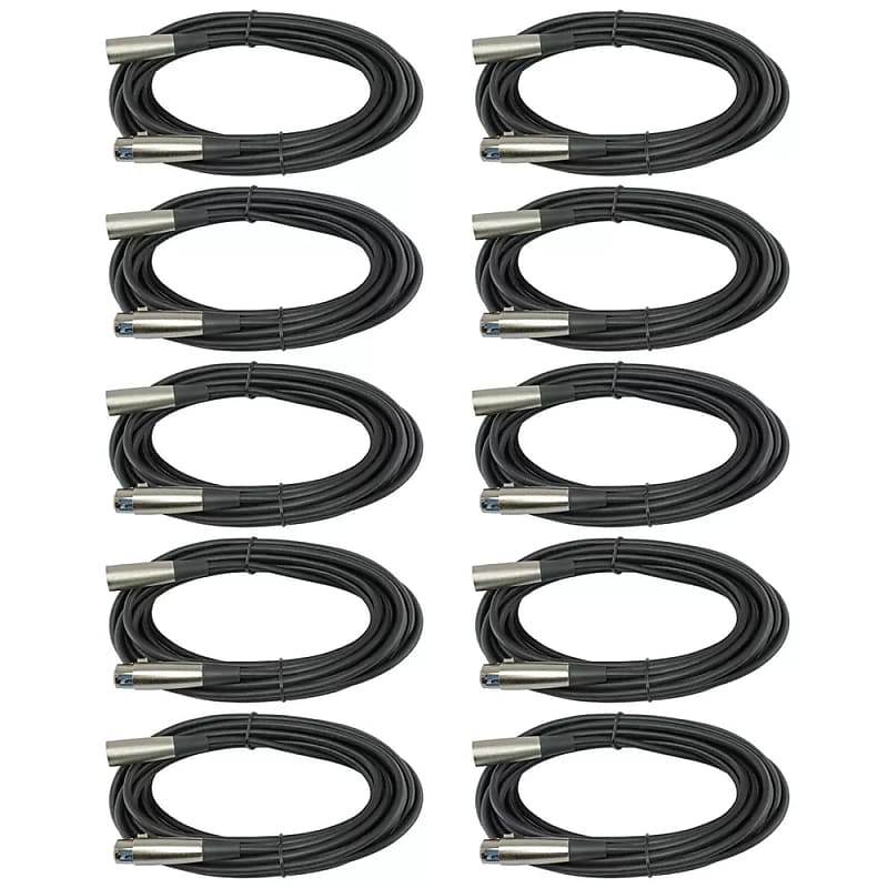 10 Pack 25Ft Foot Xlr Male Female 3Pin Mic Shielded Cable | Reverb
