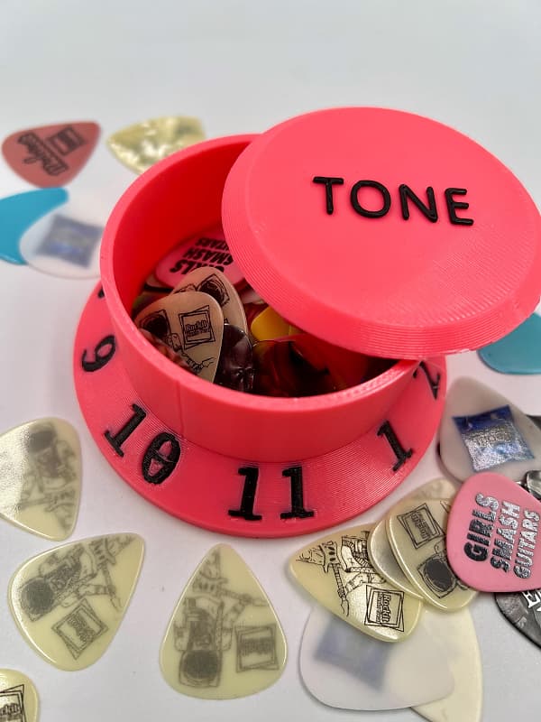 Oversized Neon Pink Guitar Knob Pick Holder Container Tone | Reverb UK