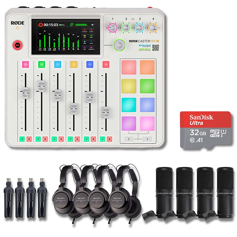 Rode RODECaster Pro 2 (White) Audio Production Studio Bundle | Reverb